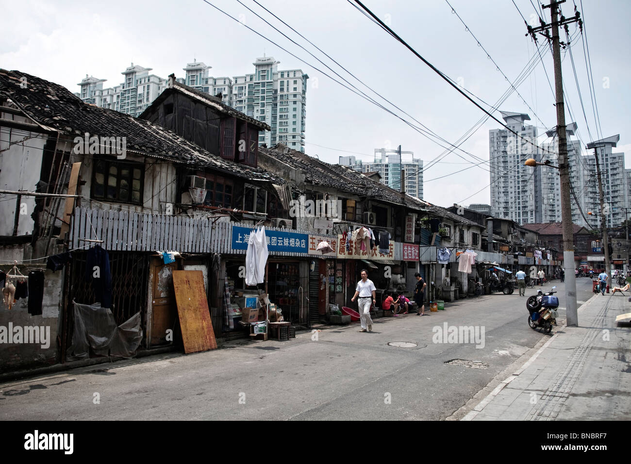 A general view of an old neighbourhood in the Puxi area of Shanghai ...