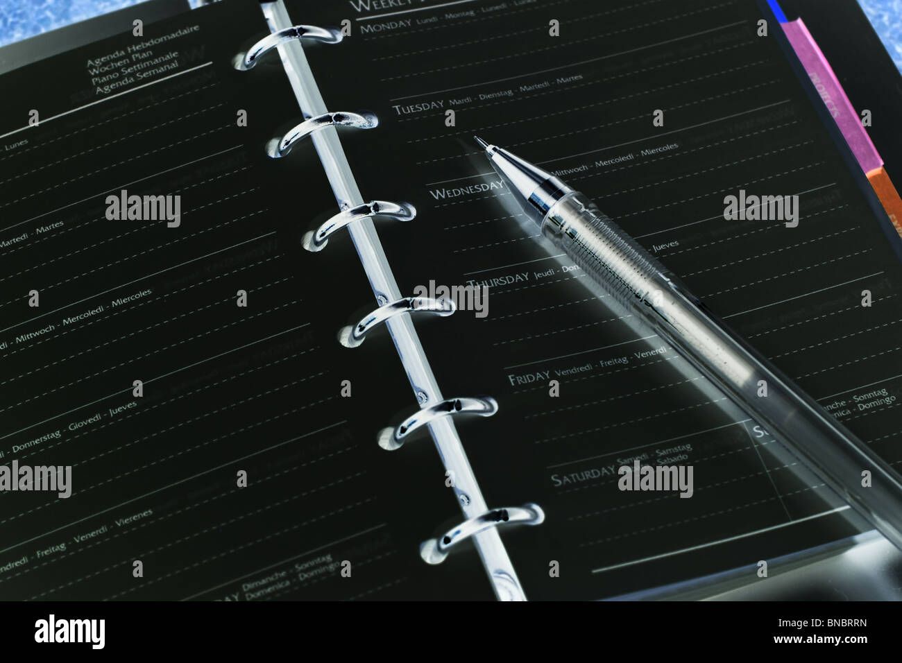 pen on schedule book Stock Photo - Alamy