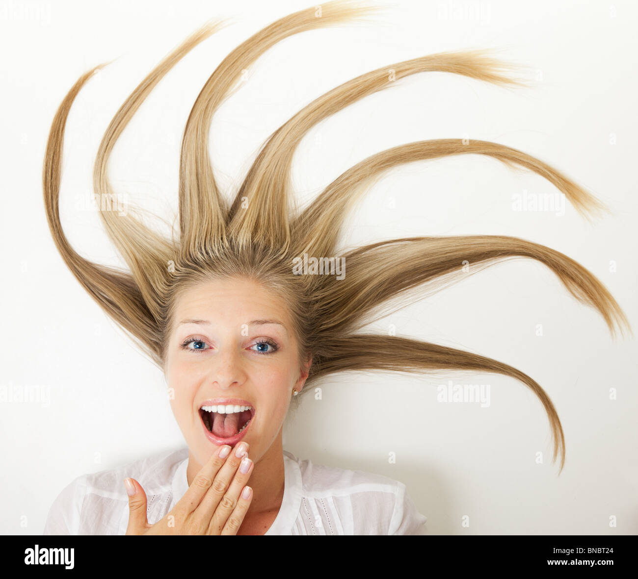 Woman with twisted hair Stock Photo - Alamy