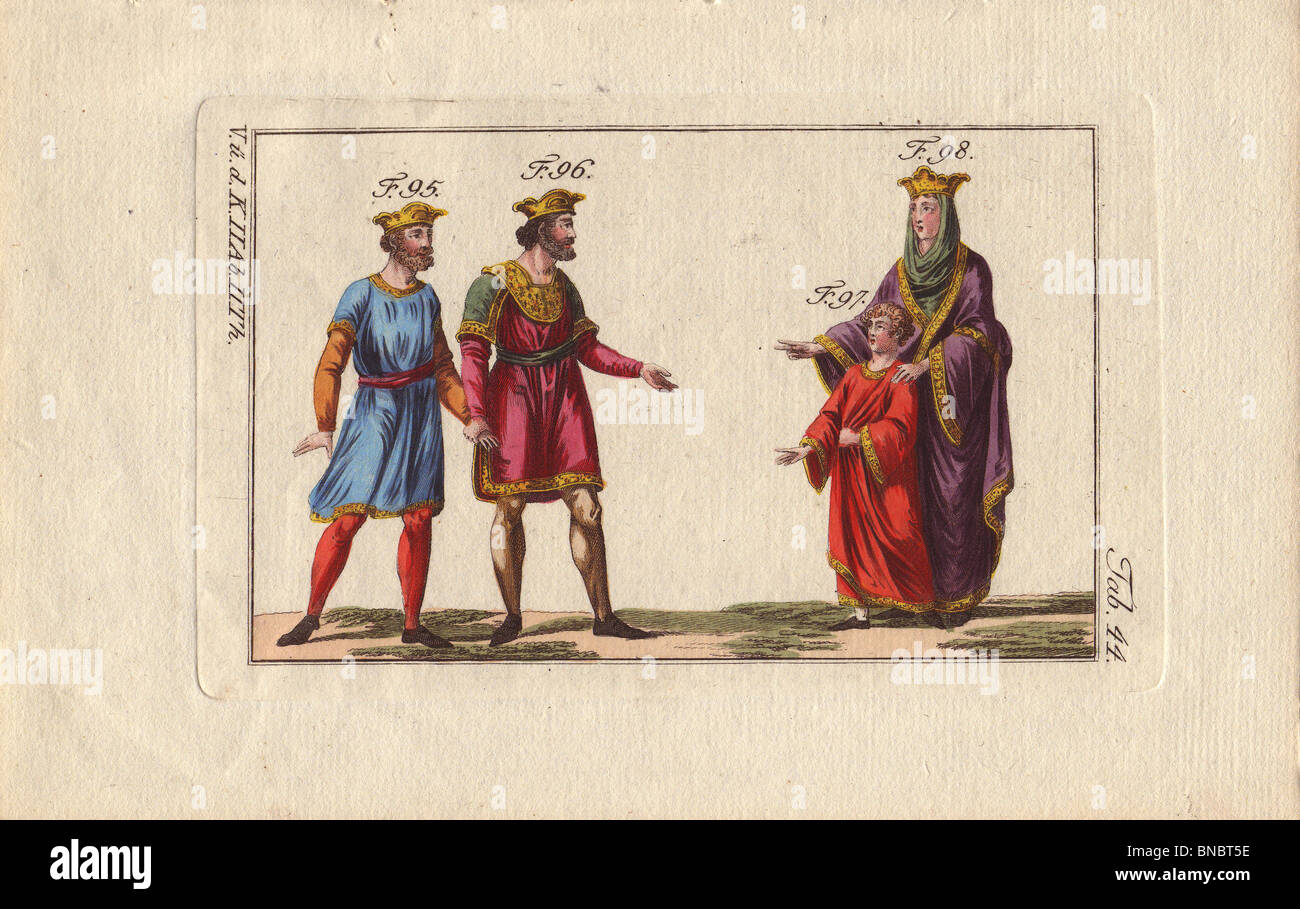 King Lothar I, King Louis V and Emma, wife of Lothar, and her son Otto ...