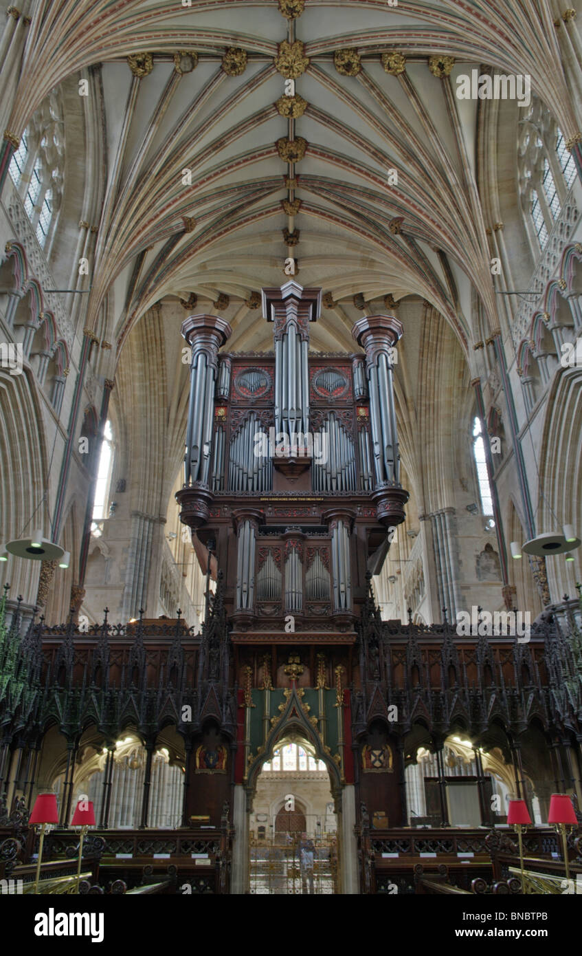 Organ and organ screen, Exeter Cathedral, Exeter, UK Stock Photo - Alamy