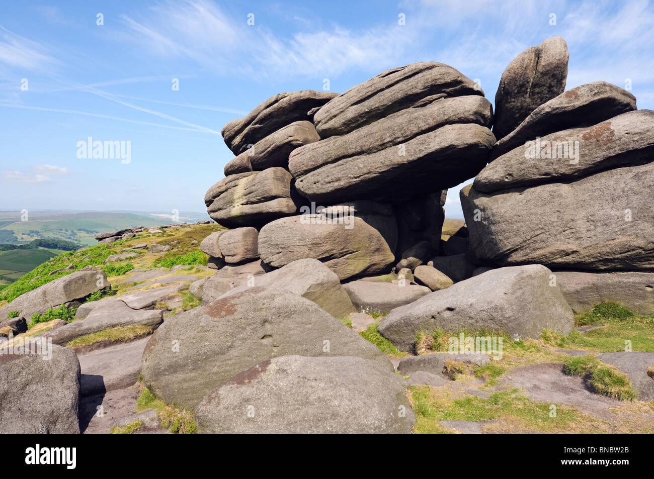 View from Higger Tor on Hathersage Moor in Peak District National Park ...