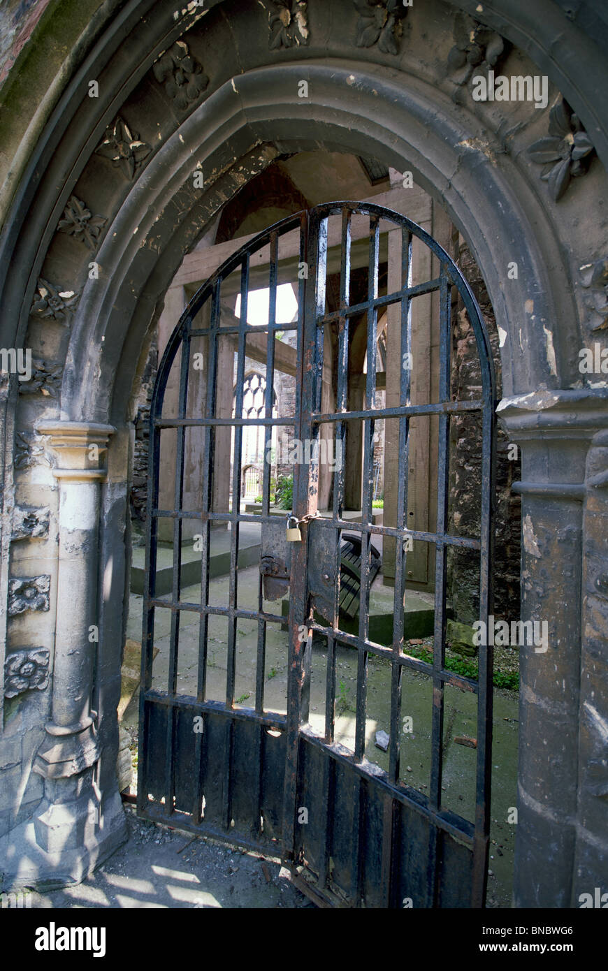 Bristol UK St Peters Church War Bomb Damaged Gate Stock Photo - Alamy
