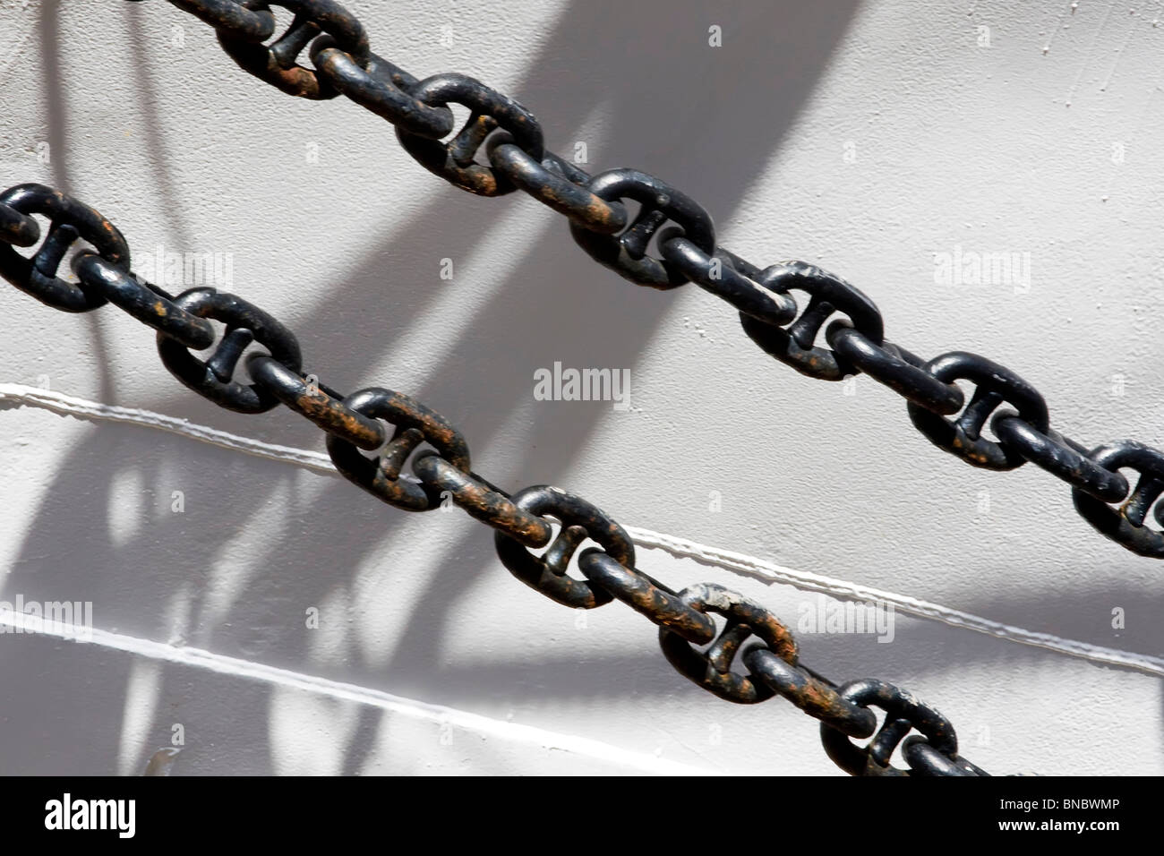 The anchor chains of a ship Stock Photo - Alamy