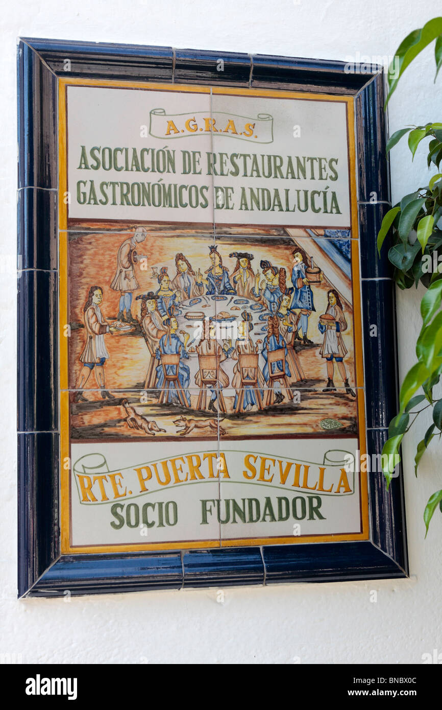 Tiled sign restaurant puerta sevilla hi-res stock photography and ...