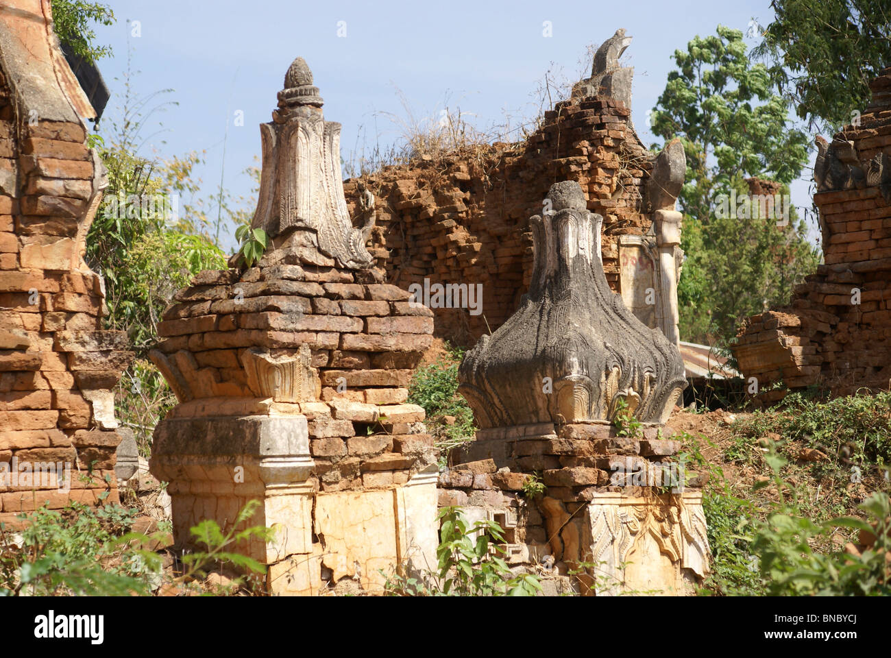 Myanmar, Shan state, Inle lake Indein Pagodas Stock Photo - Alamy