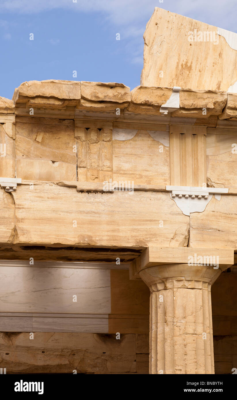 Entablature of the Propylaea of the Athenian acropolis after renovation ...