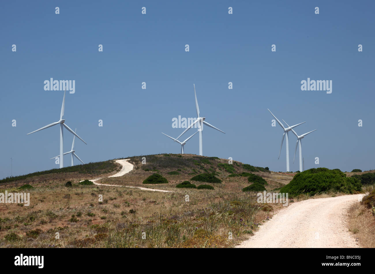 Wind turbines in the landscape of Portugal Stock Photo - Alamy