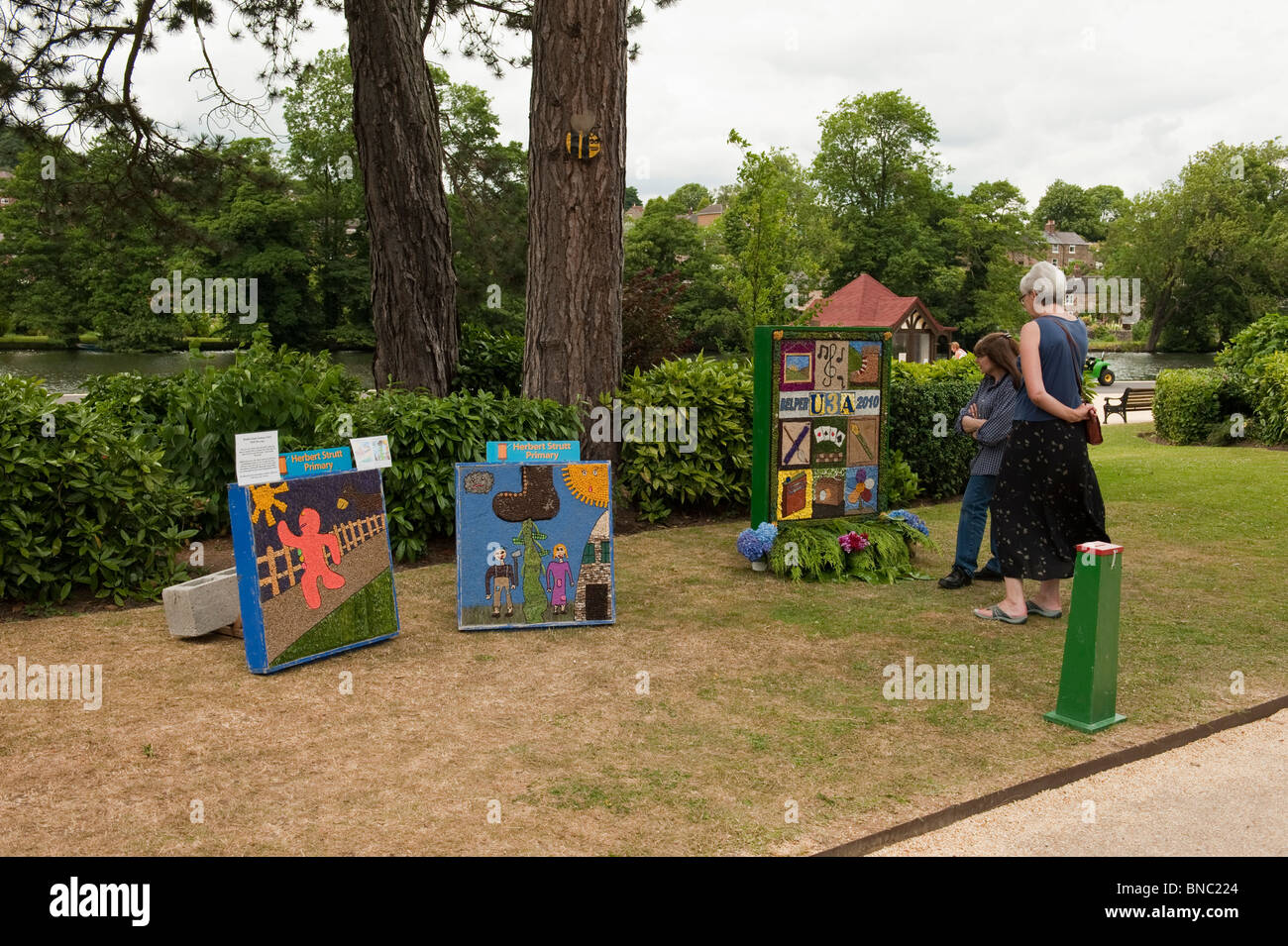 The annual Well Dressing at the River Gardens, Belper, Derbyshire Stock ...