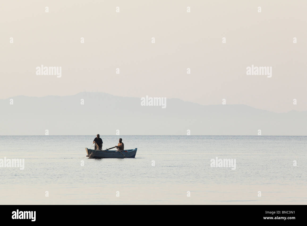 sea greek island aegean horizontal fish fishing boat sea Stock Photo ...