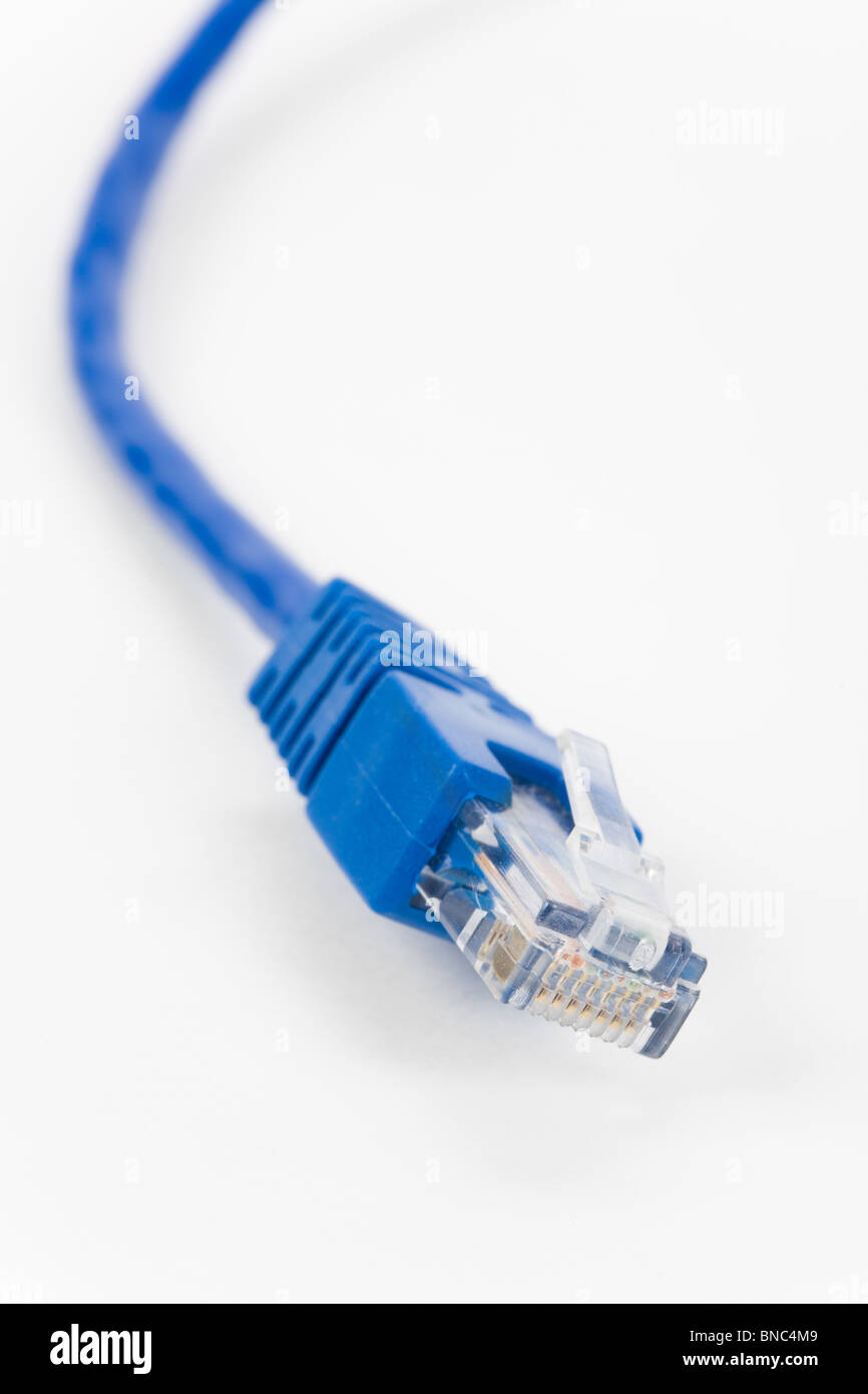 Blue Computer Cable with white background Stock Photo - Alamy