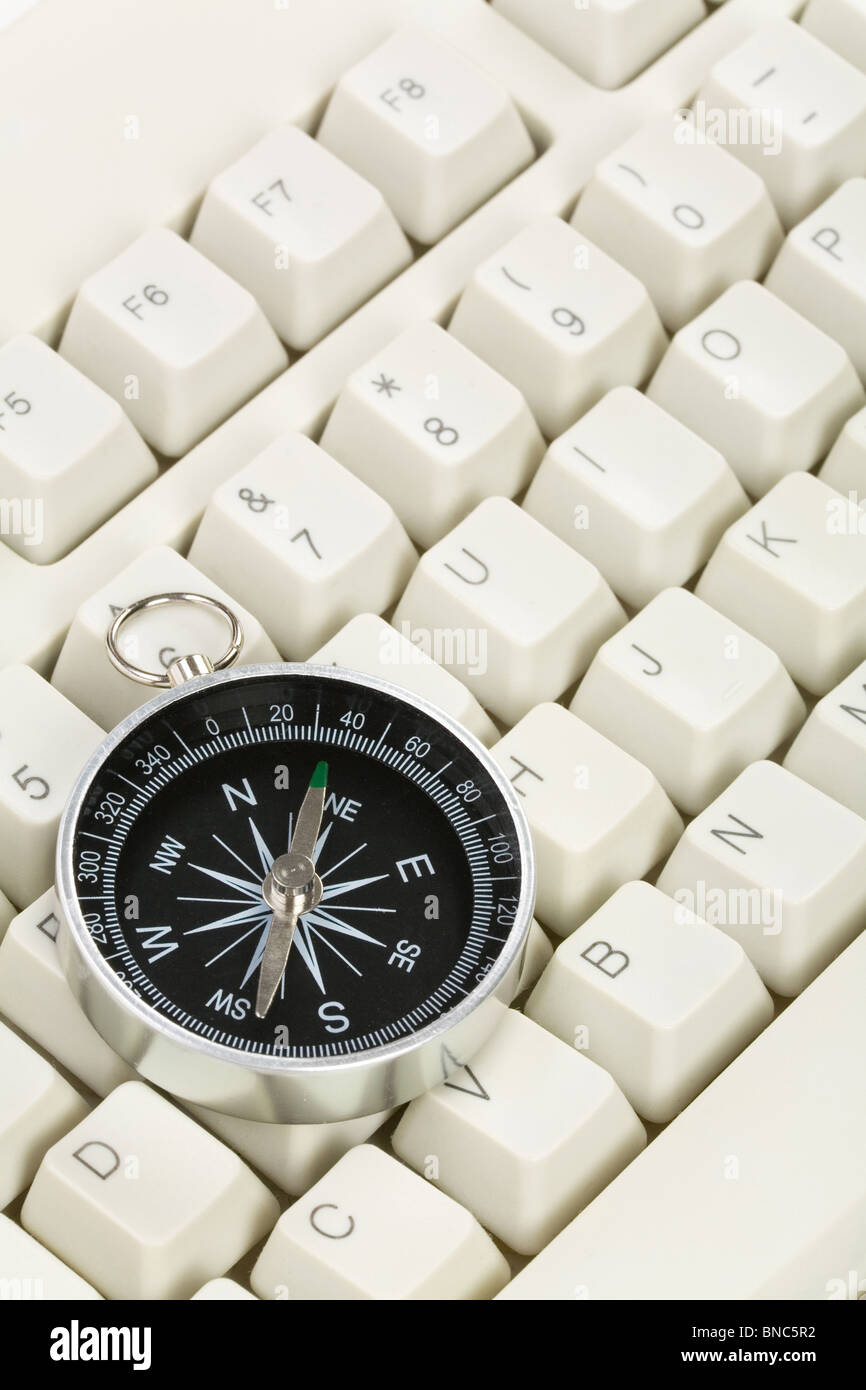 Computer Keyboard and Compass, internet concept Stock Photo - Alamy