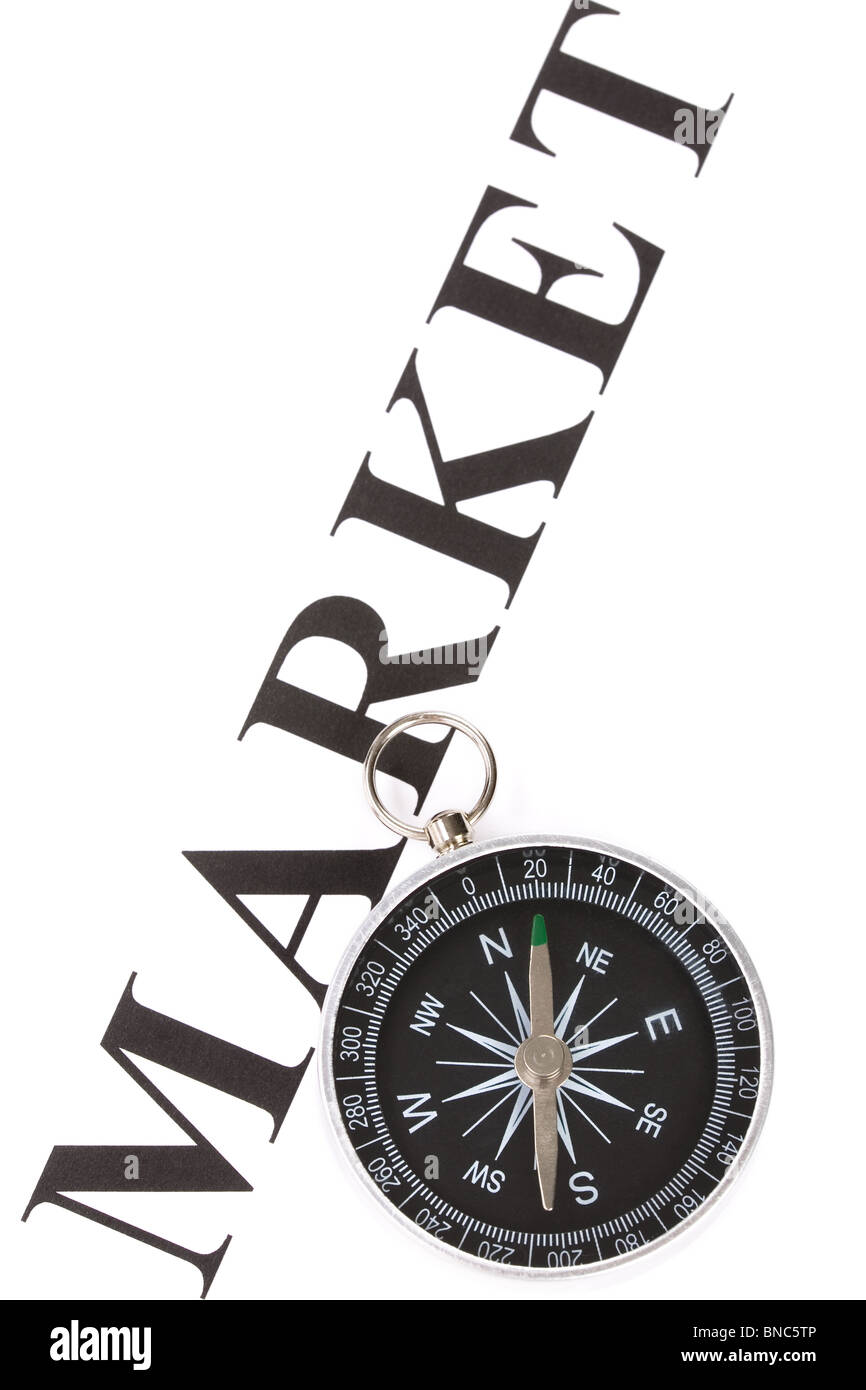 headline market and Compass, concept of market choice Stock Photo - Alamy