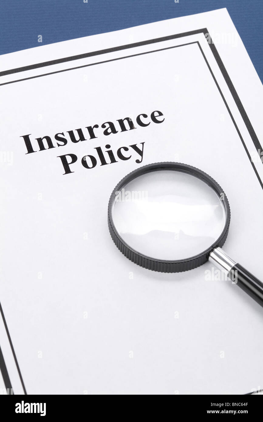 Document of Insurance Policy, Life; Health, car, travel, for background ...