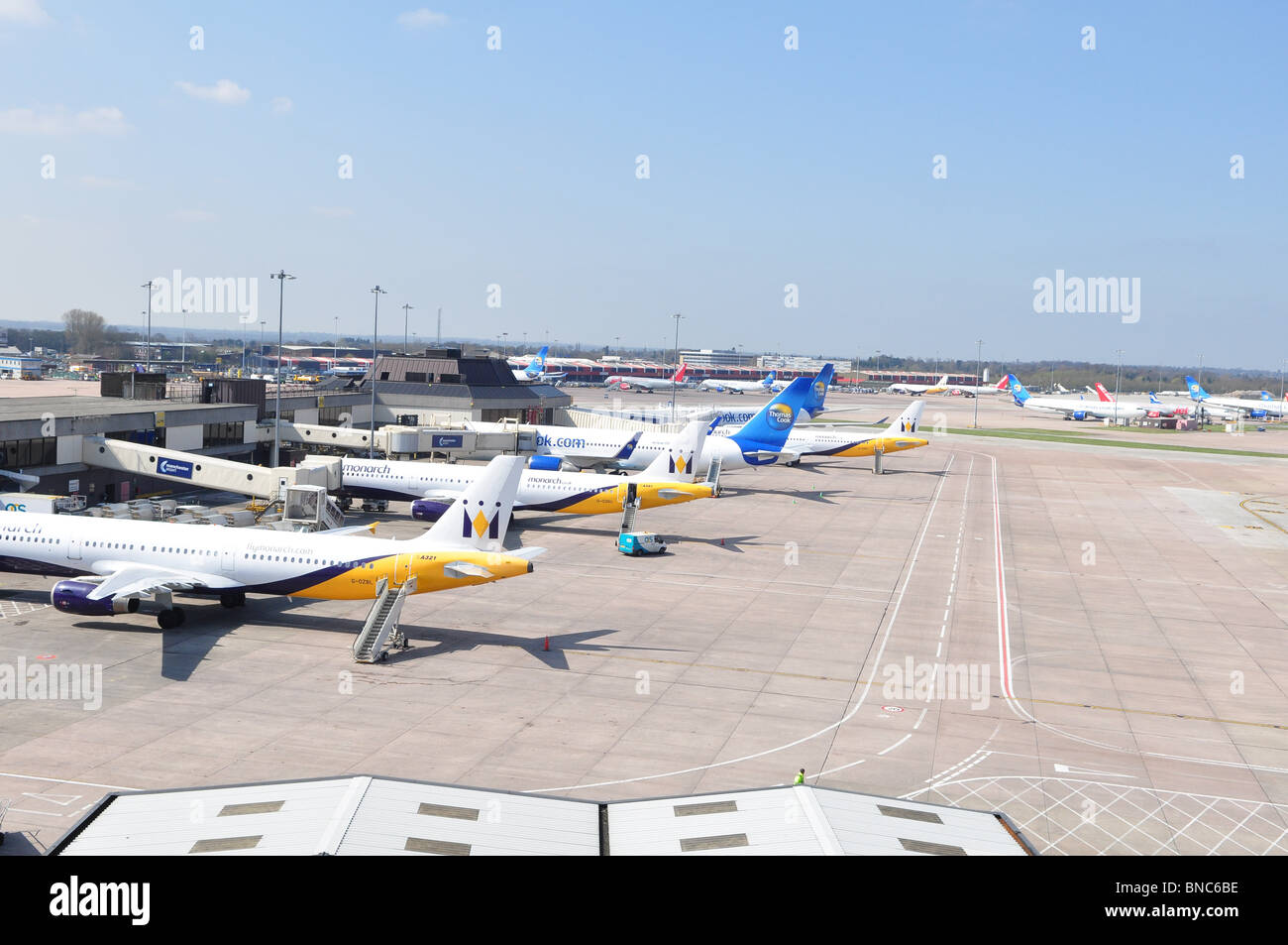 Planes parked the gates at Manchester Airport Stock Photo - Alamy