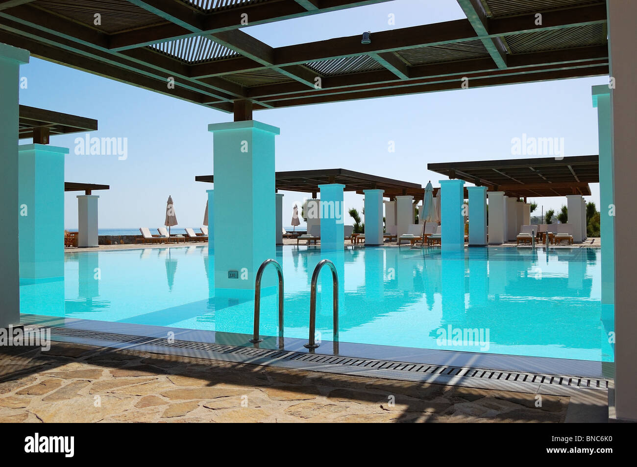 Modern swimming pool at luxury hotel, Crete, Greece Stock Photo - Alamy