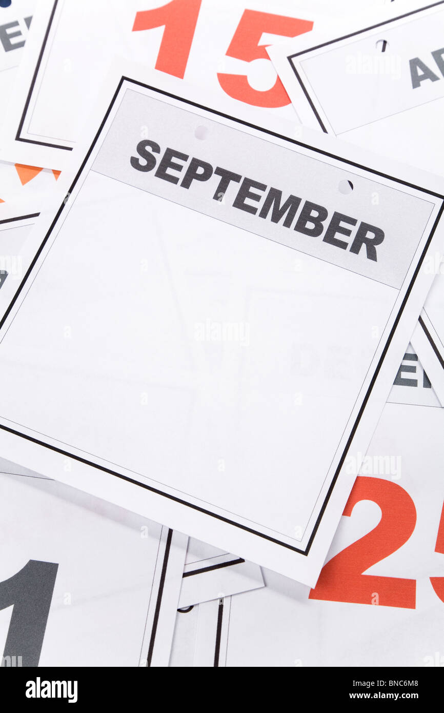 Blank Calendar, September, close up for background Stock Photo - Alamy
