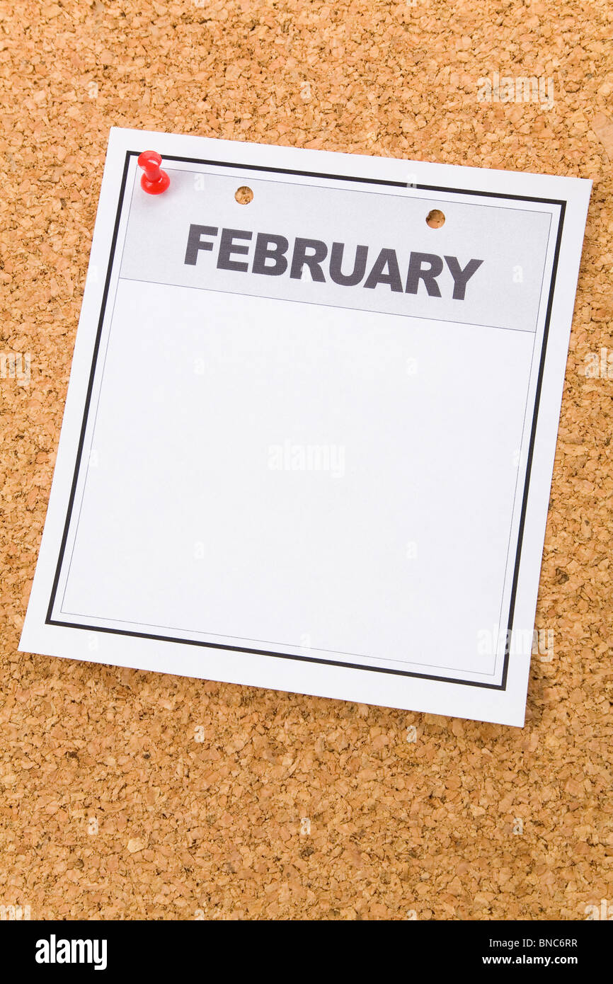Blank Calendar, February, close up for background Stock Photo - Alamy