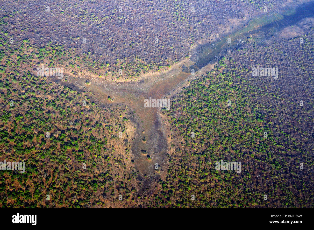 Fish tail in the Zambian landscape, aerial view, Zambia Stock Photo - Alamy