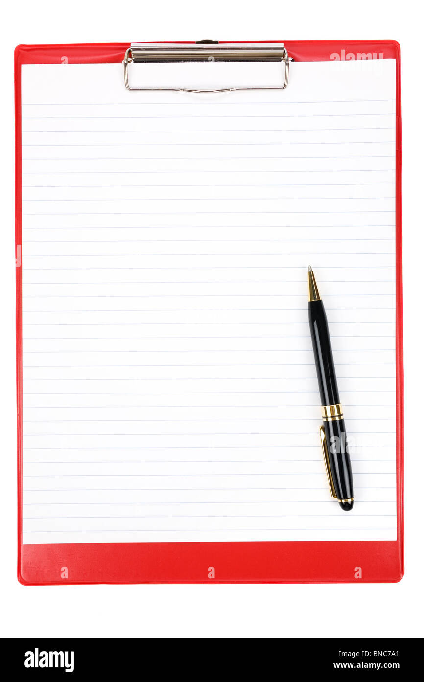 Red Clipboard with white background Stock Photo - Alamy