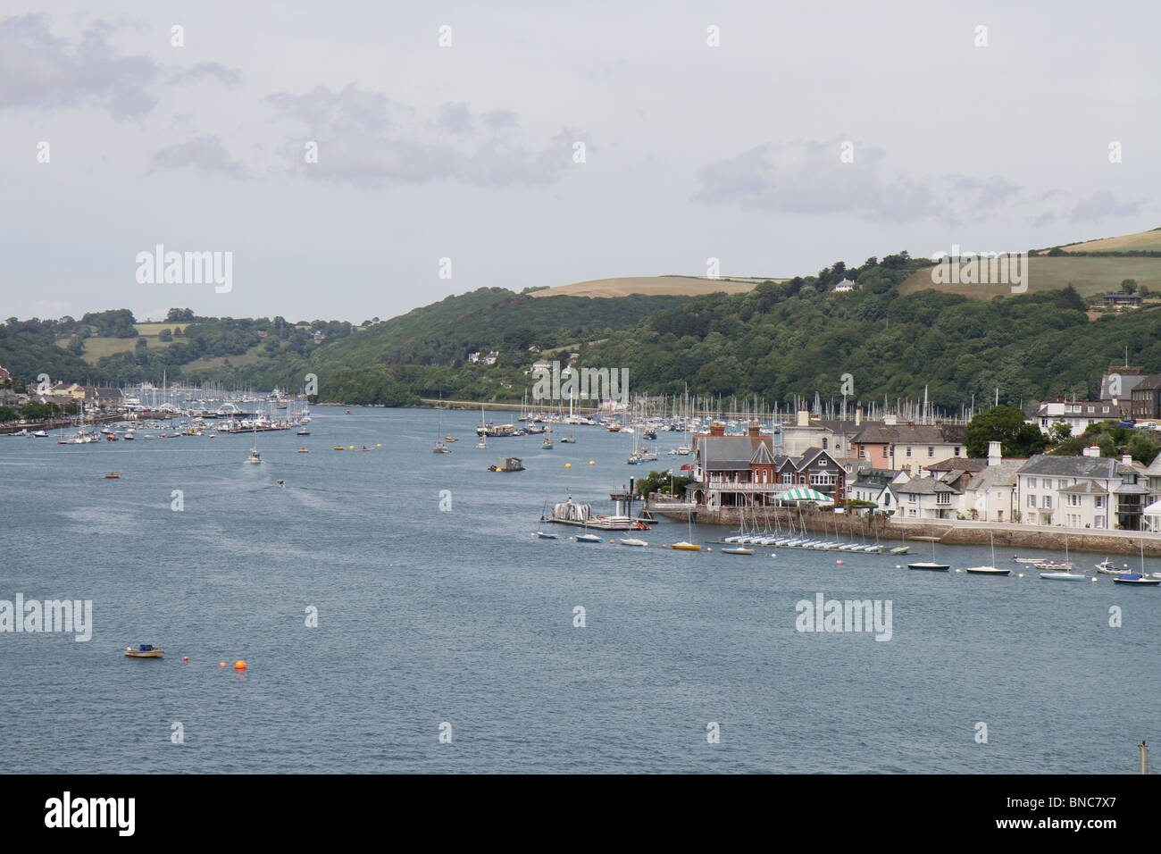 The picturesque town of Dartmouth on the River Dart Estuary in Devon ...