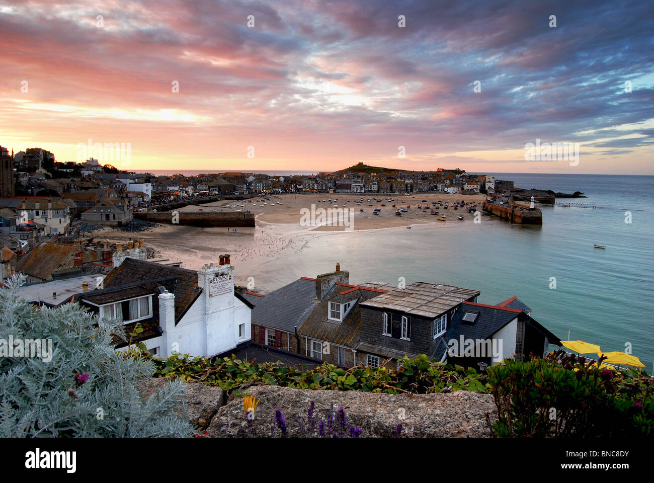 St Ives Harbour Cornwall at Sunset Stock Photo - Alamy