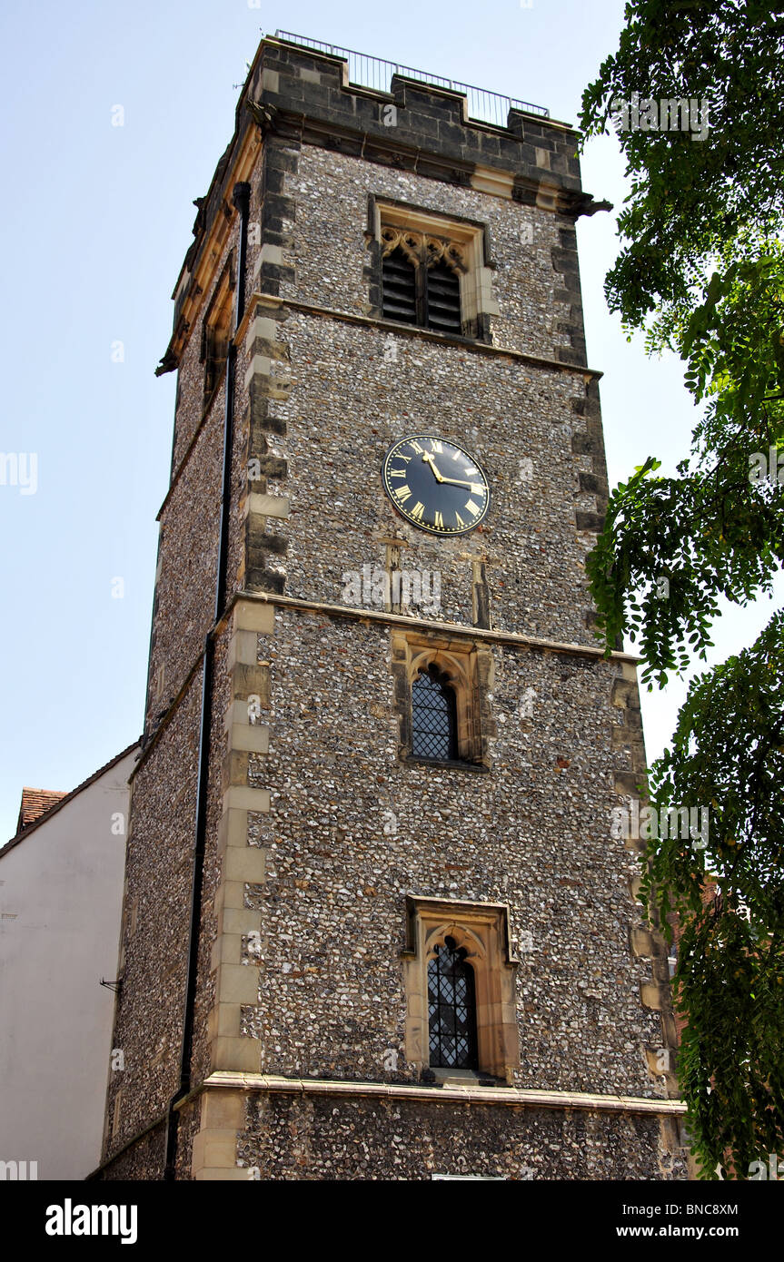 The 15th century Clock Tower, High Street, St.Albans, Hertfordshire ...