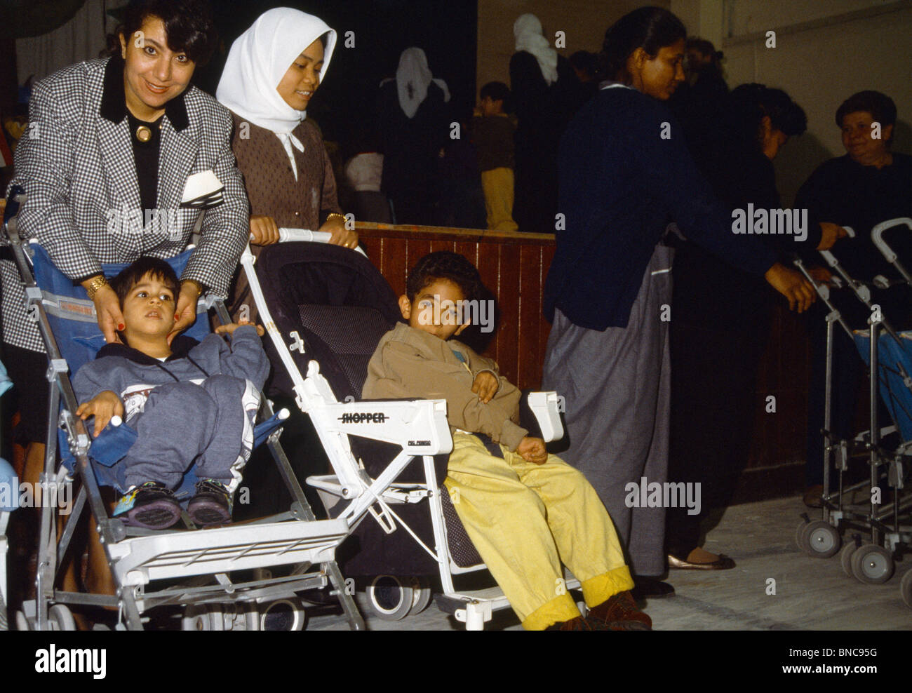 Kuwait City Kuwait Al Khalifa School Children In Pushchairs Stock Photo ...