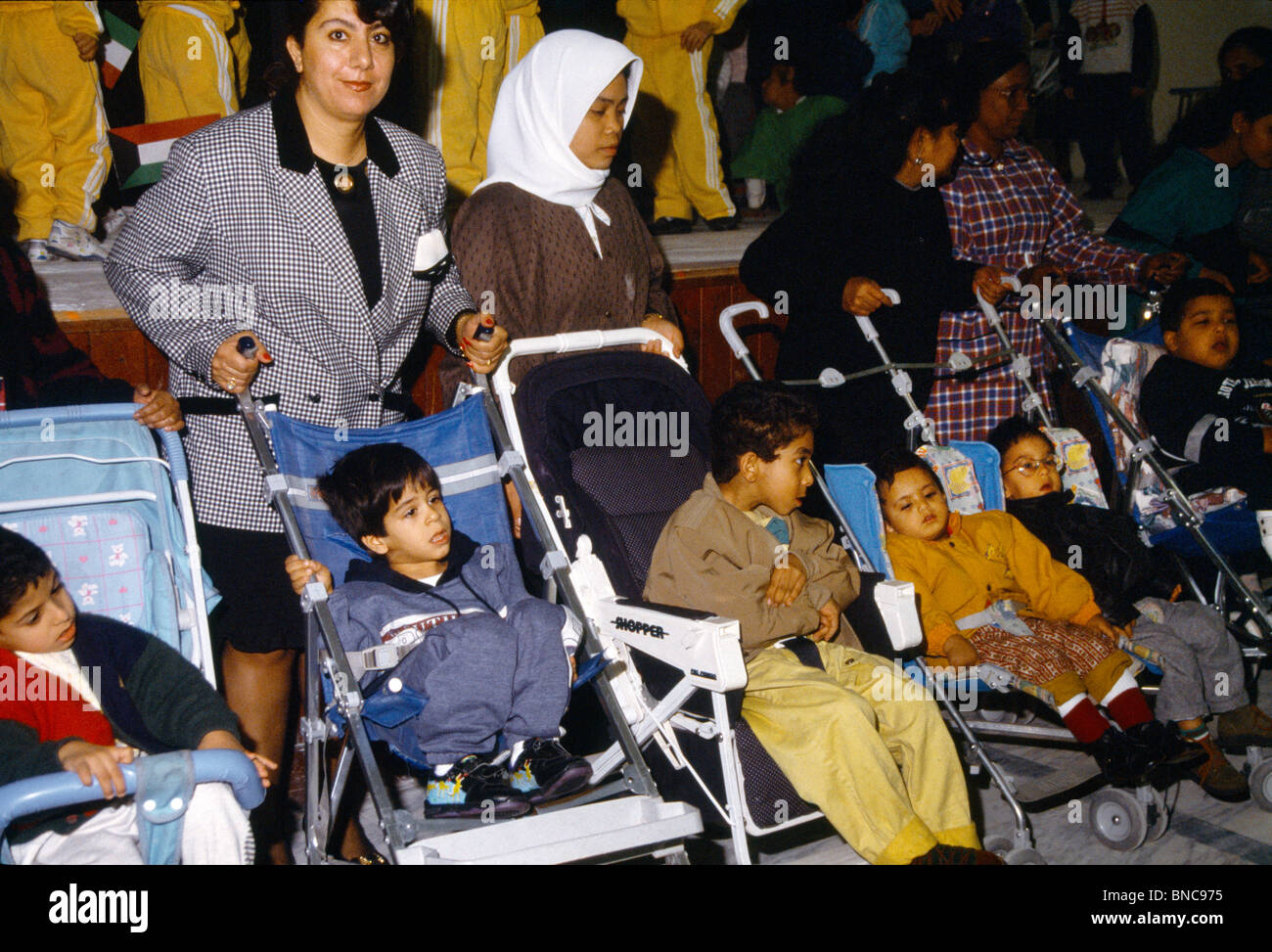 Kuwait City Kuwait Al Khalifa School Children In Pushchairs Stock Photo ...