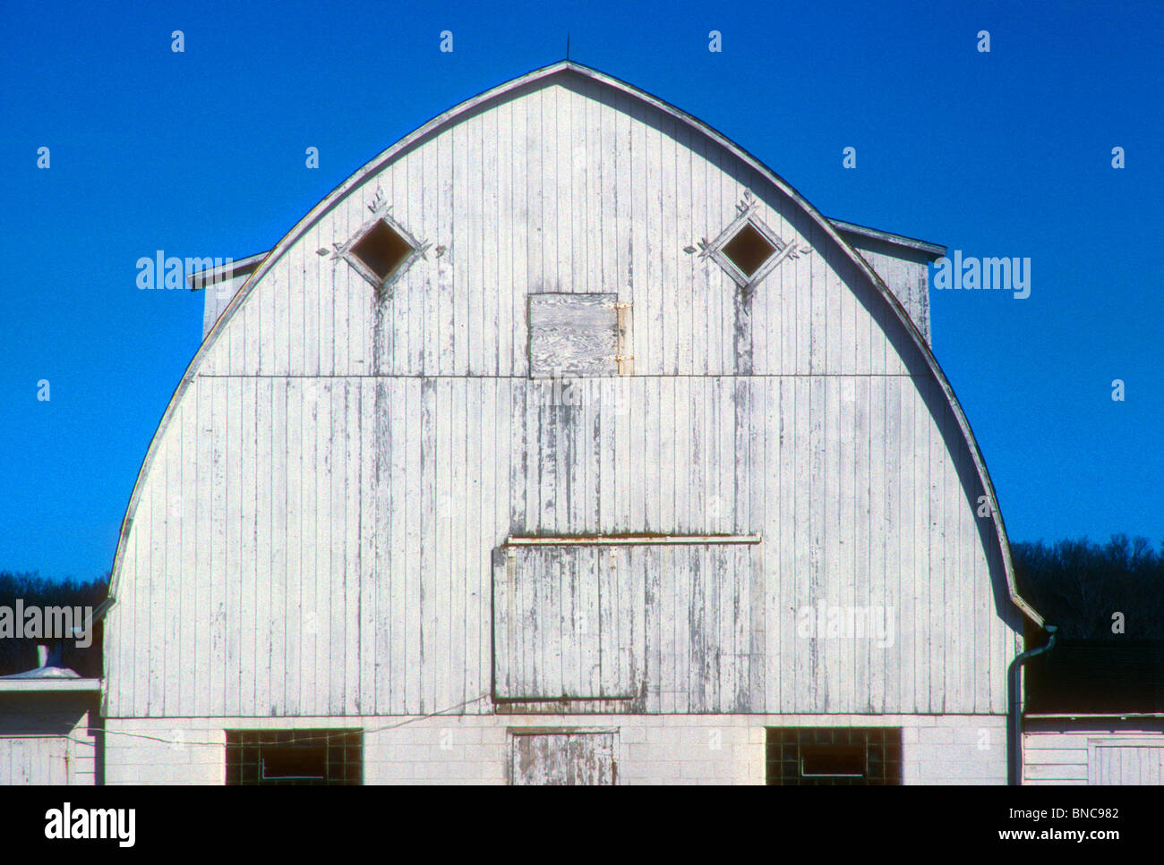 Barn side looking like a funny face Stock Photo - Alamy
