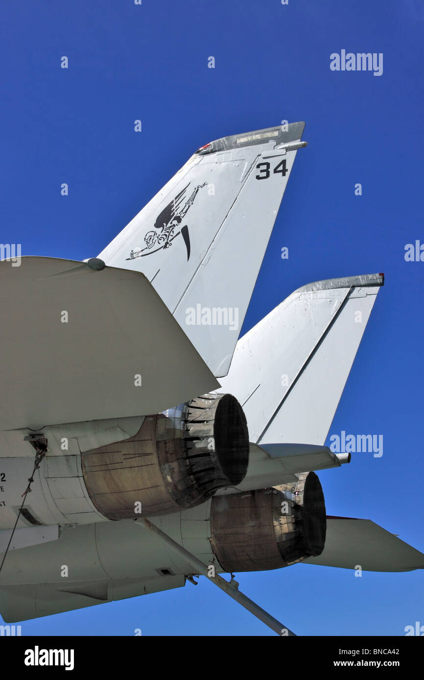 Tail end of Grumman F-14 Tomcat Navy fighter jet Calverton Long Island ...