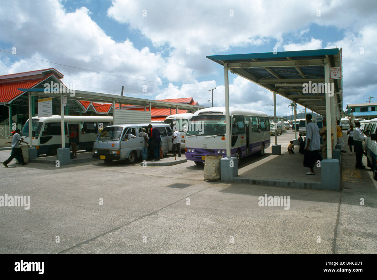 St John's Antigua Buses Waiting At Busy Bus Station Stock Photo - Alamy