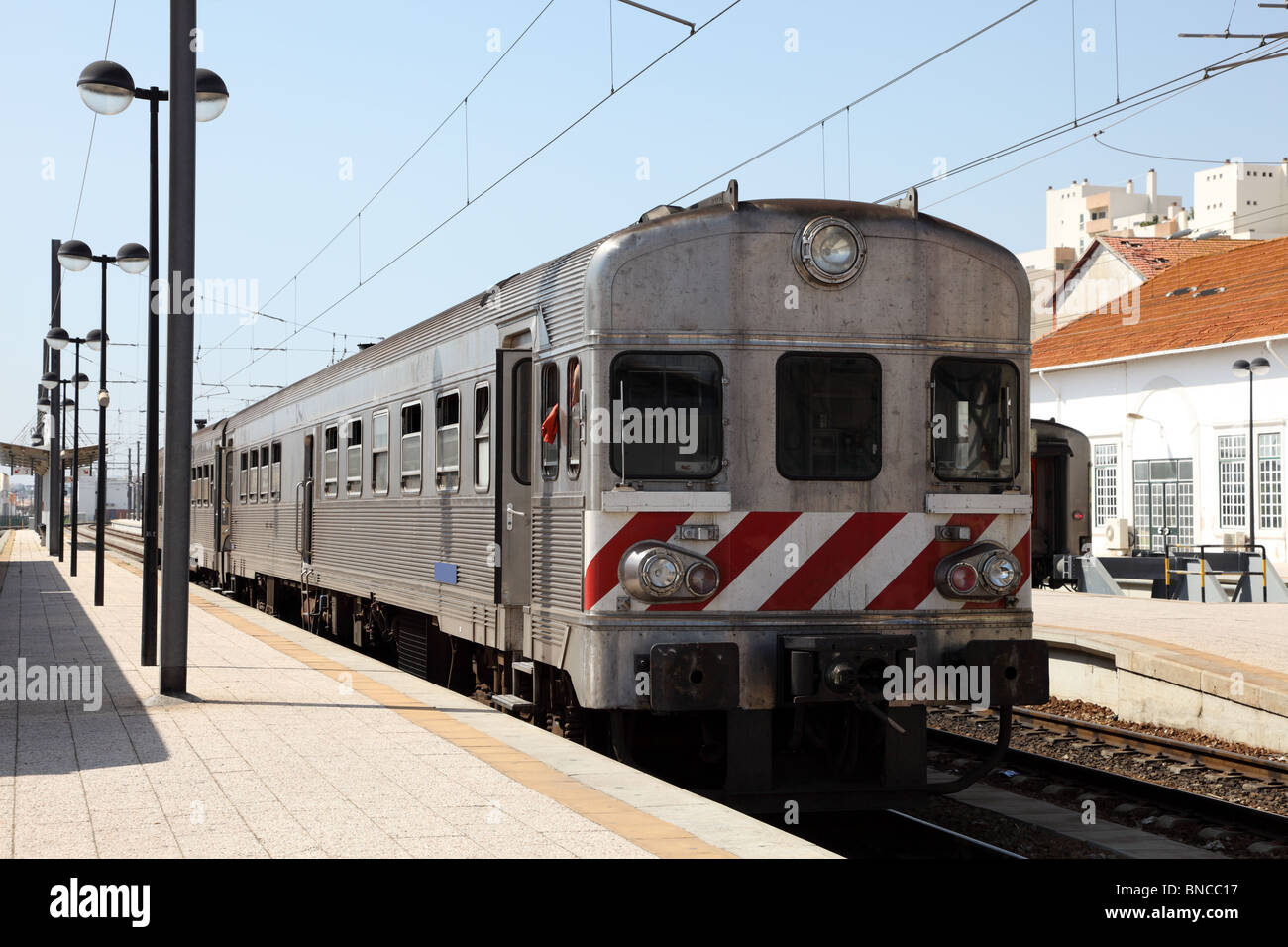 Train at railway station platform. Faro, Portugal Stock Photo - Alamy