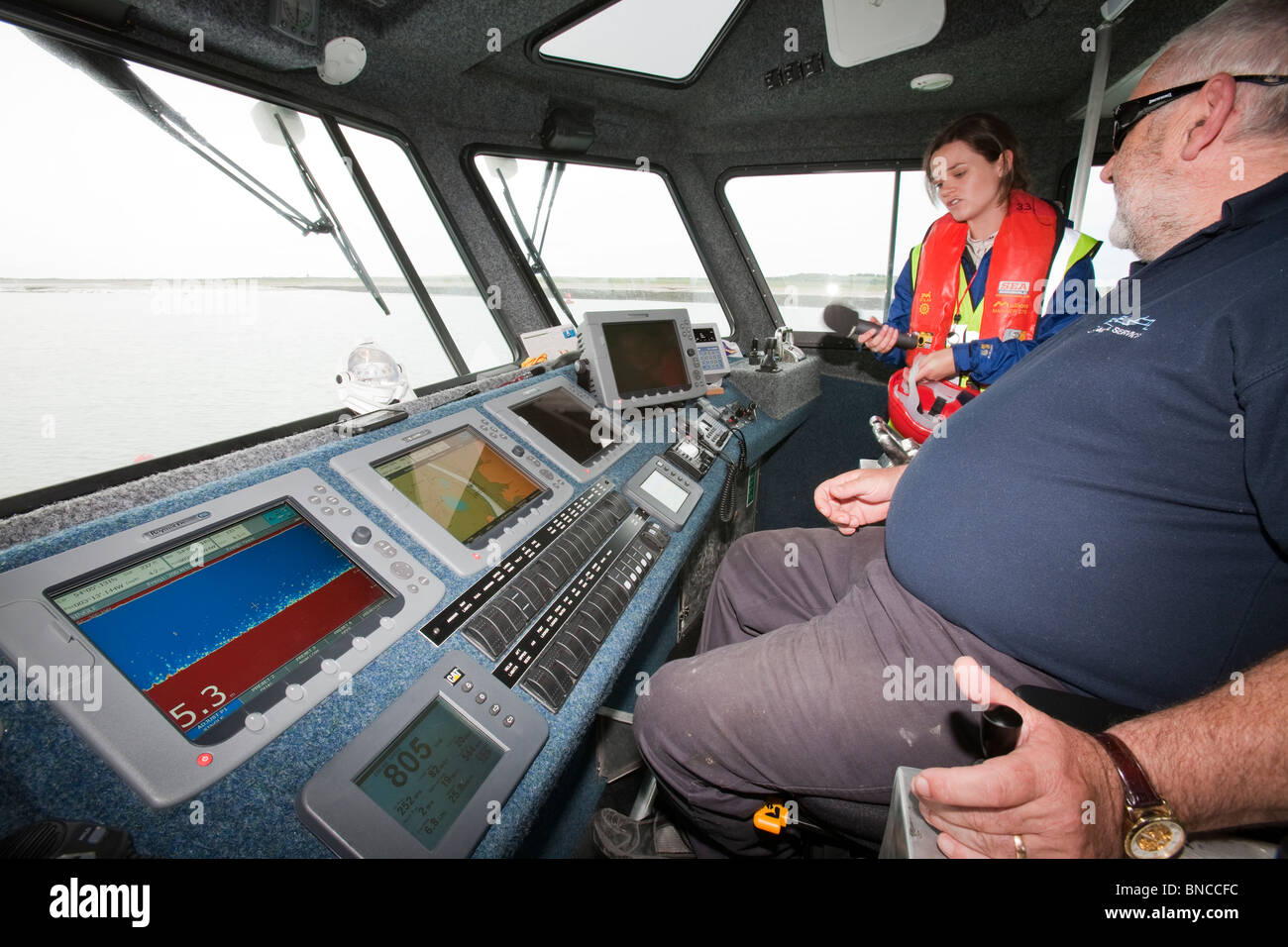 The bridge of the offshore support vessel being used by Dong Energy to ...