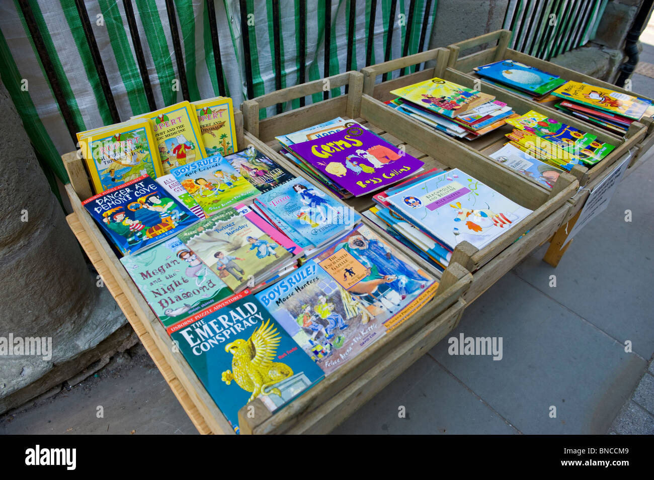 Pavement display of children's books for sale outside bookshop in ...