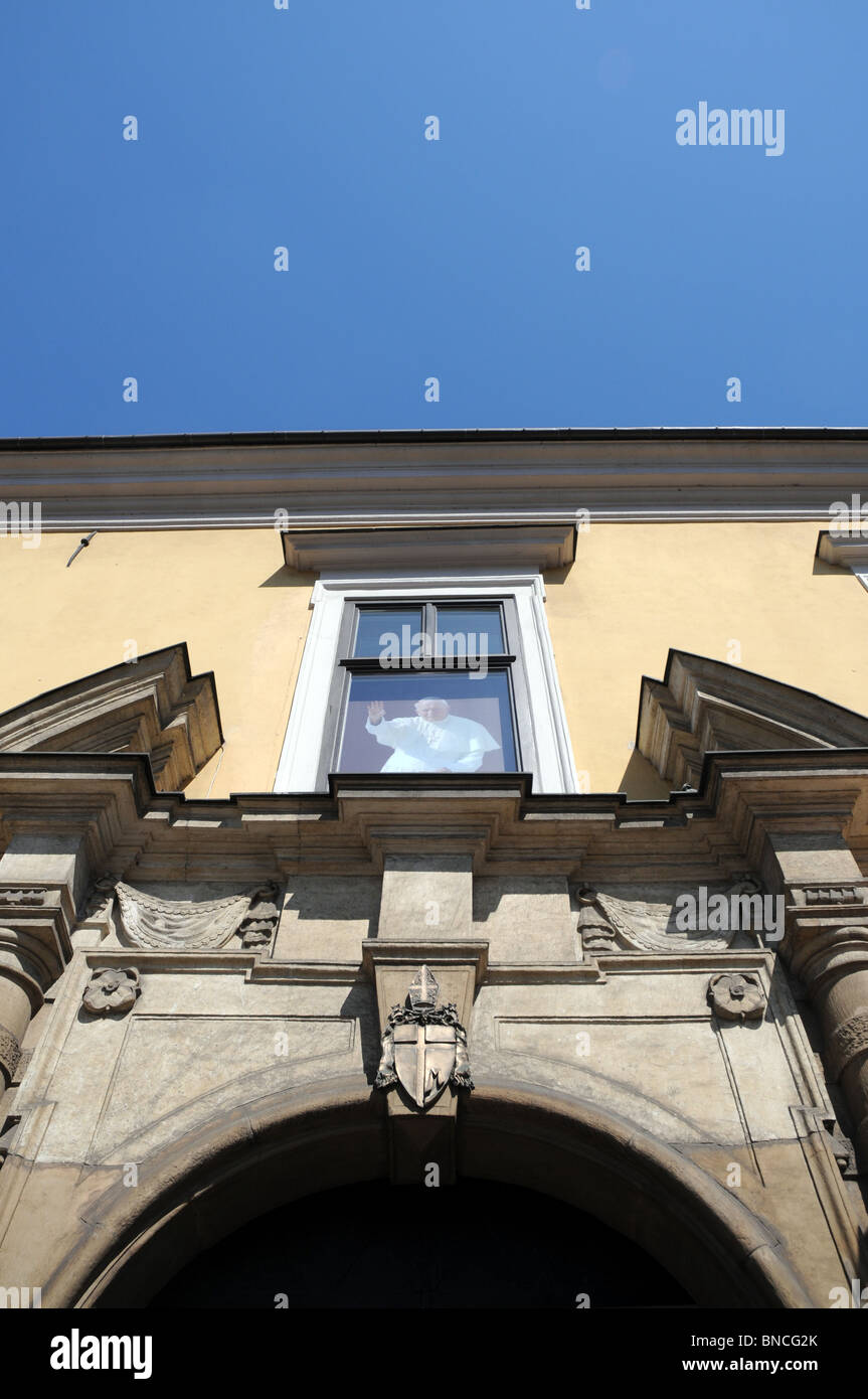 So called "Pope's window" with John Paul II portrait in The Palace of ...