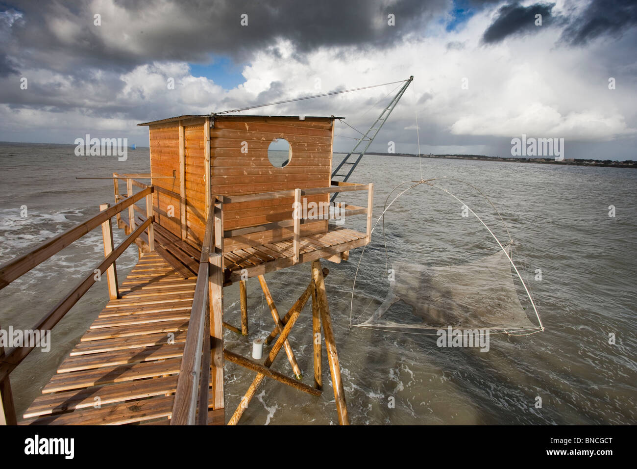 Square fishing net in La Plaine sur Mer Stock Photo - Alamy