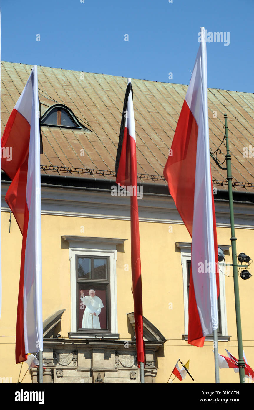 So called "Pope's window" with John Paul II portrait in The Palace of ...