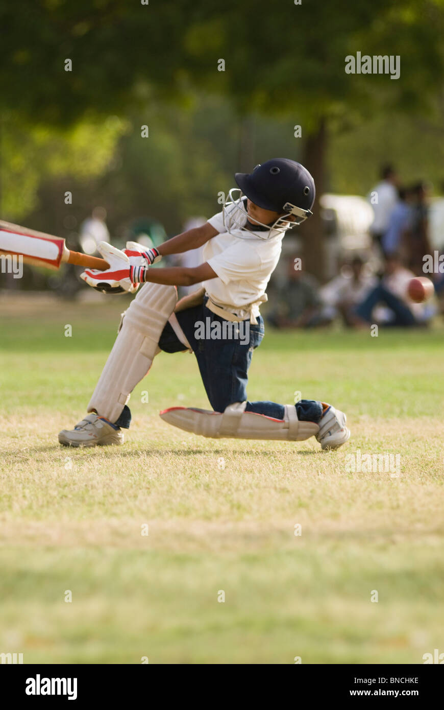 Boy playing cricket in a playground, New Delhi, India Stock Photo - Alamy