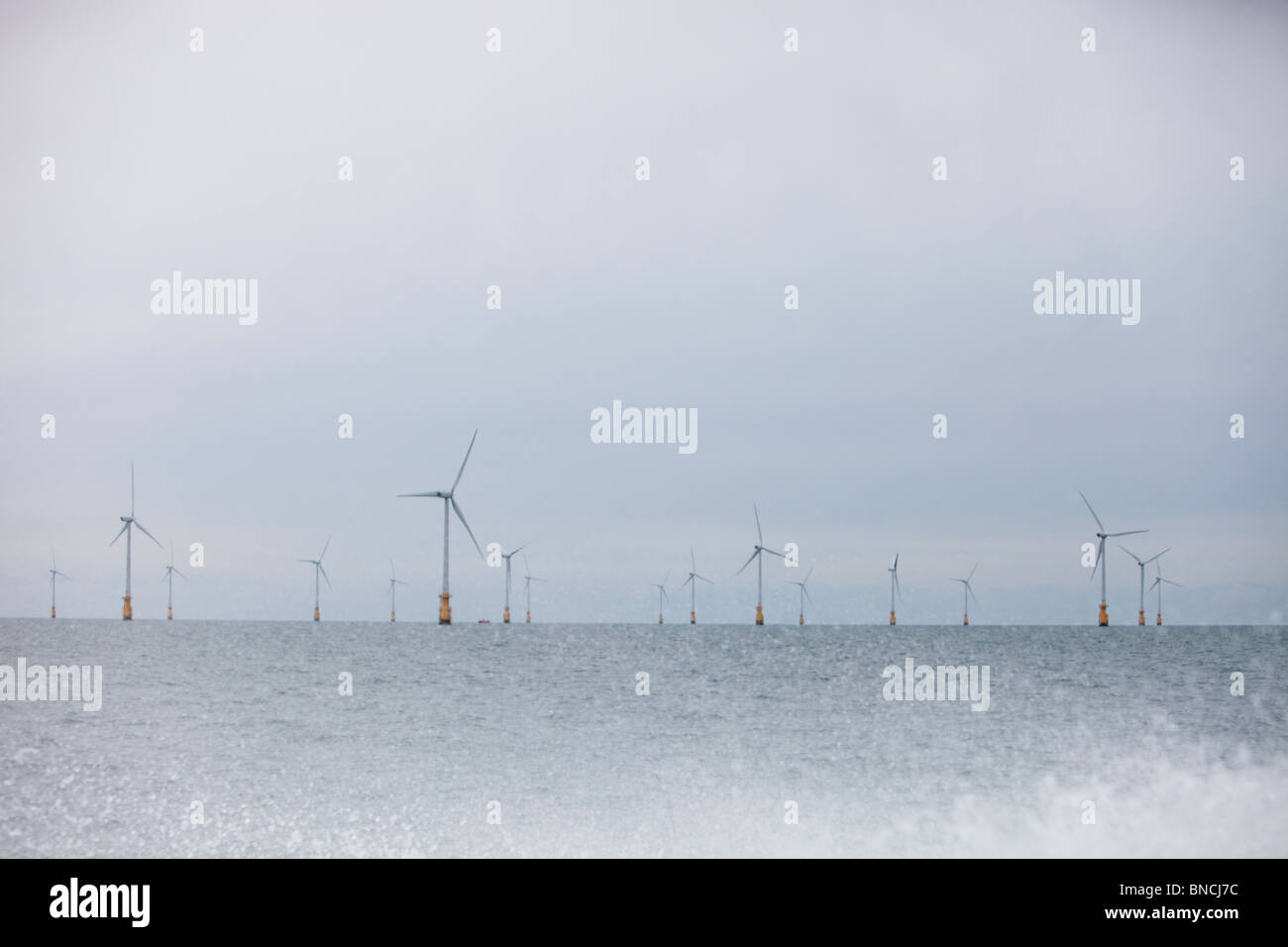 An offshore wind farm off Walney Island, Barrow in Furness, Cumbria, UK ...