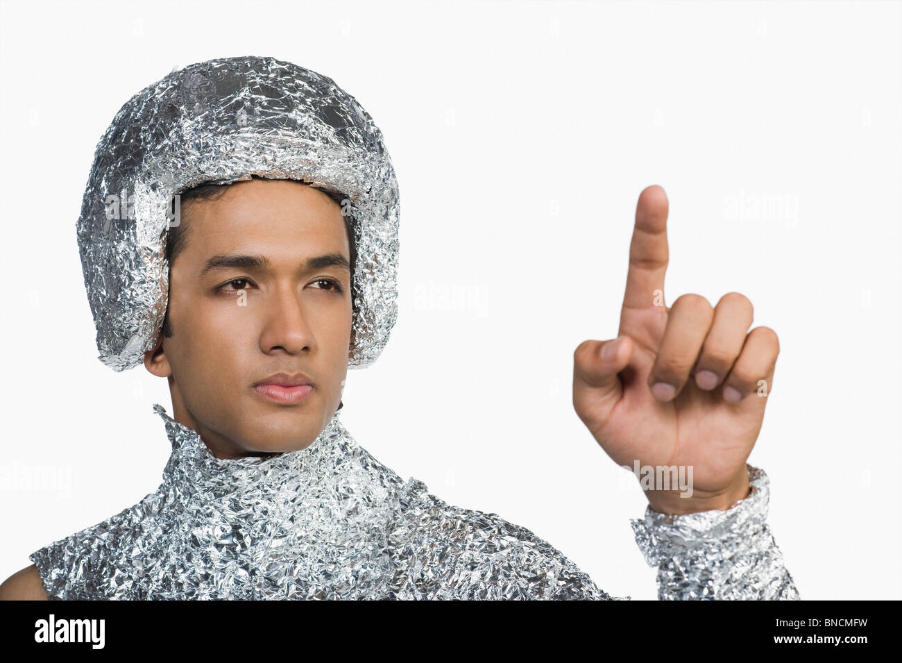 Space age man using a touch screen Stock Photo - Alamy