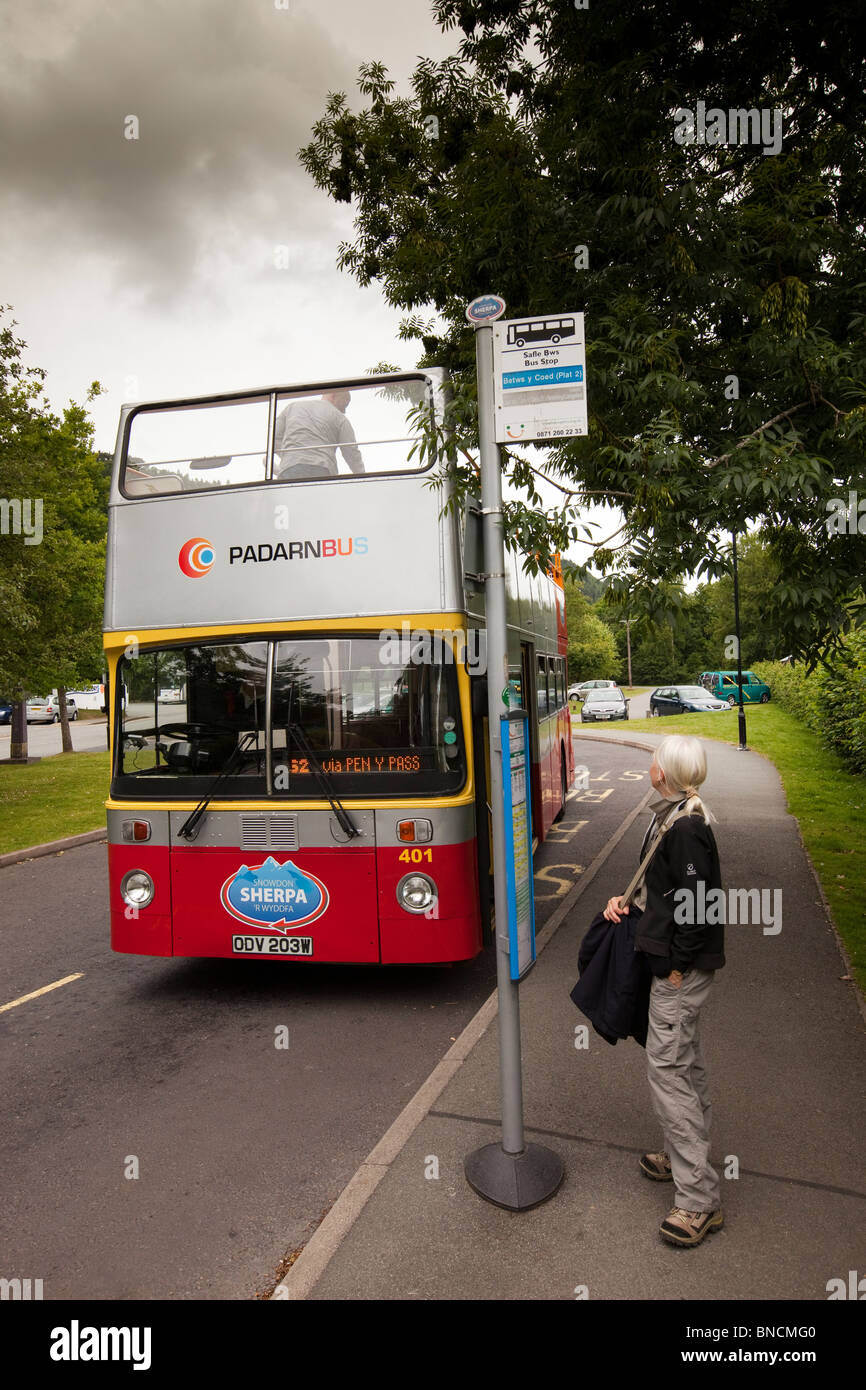 UK, Wales, Snowdonia, Betws y Coed, public transport Sherpa passenger ...