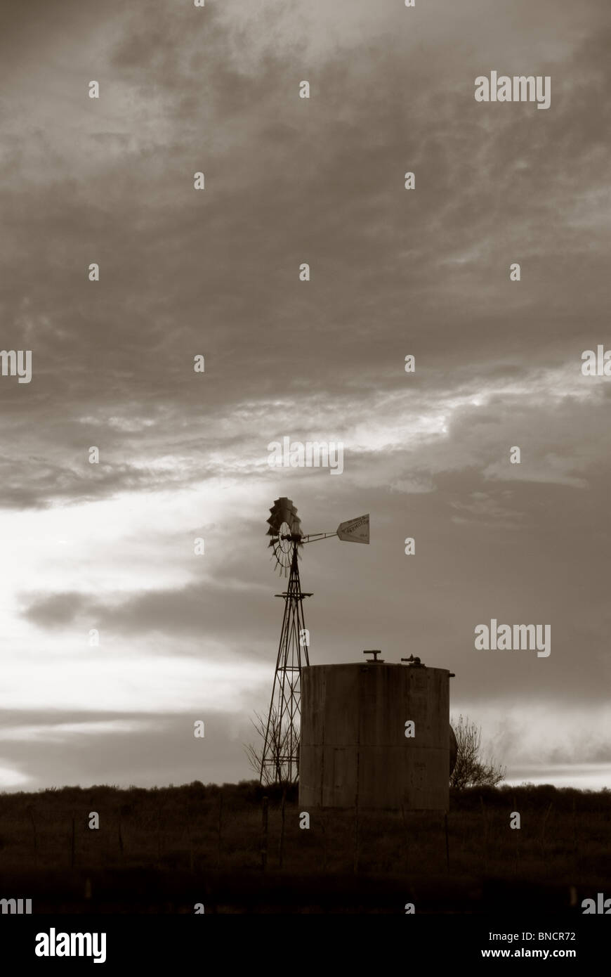 Windmill and Sunset in Black and White Stock Photo - Alamy
