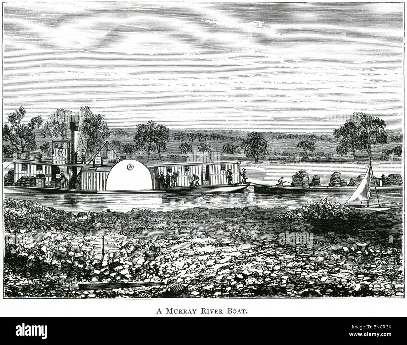 An engraving entitled "A Murray River Boat" - published in a book about ...