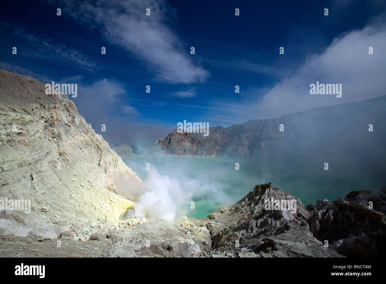 Kawa Ijen volcano crater lake, Java, Indonesia, Asia Stock Photo - Alamy