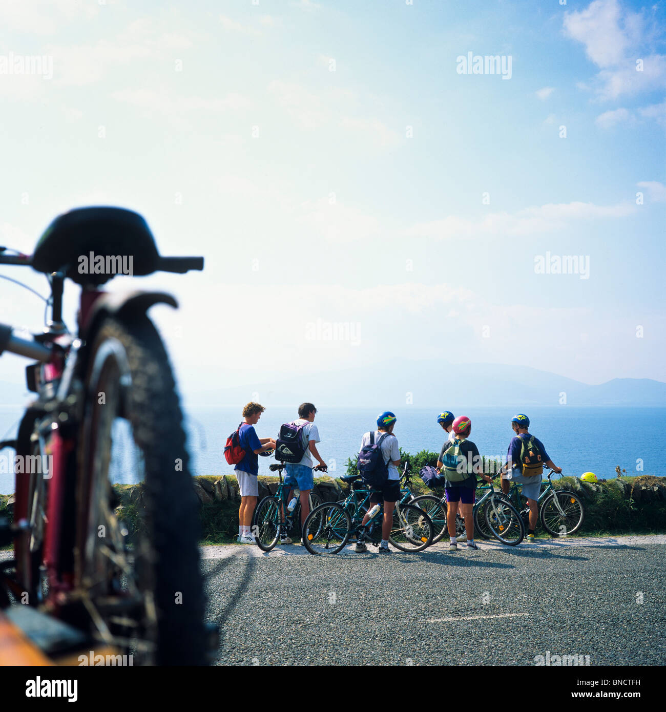 TOURING TEENAGERS BIKERS DINGLE PENINSULA COUNTY KERRY IRELAND EUROPE ...