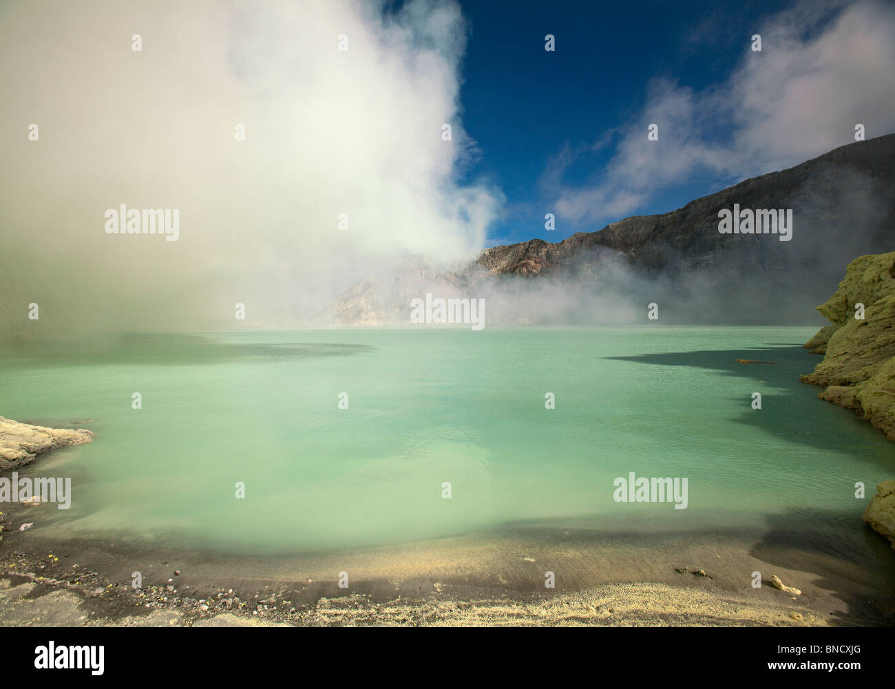 Kawa Ijen volcano crater lake, Java, Indonesia, Asia Stock Photo - Alamy