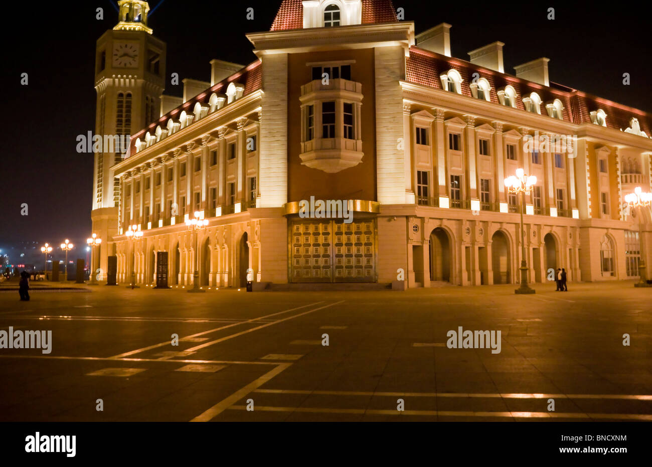 business center night scenes in Tianjing China Stock Photo - Alamy