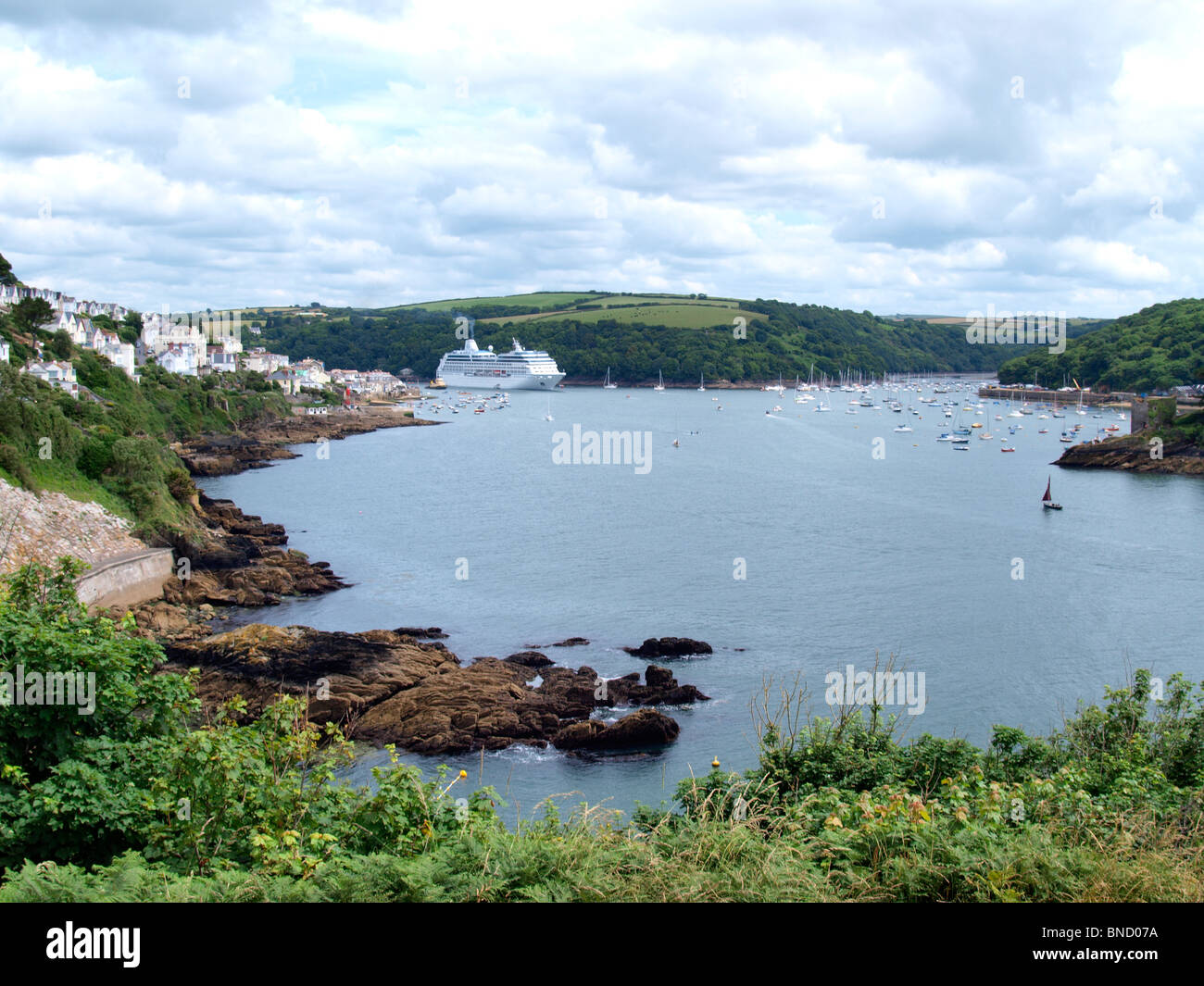 View from St Catherine's Castle up the river Fowey, Cornwall, UK Stock ...
