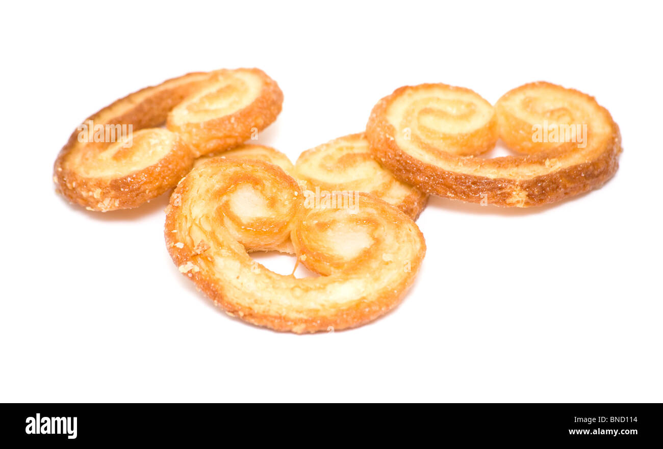 Palmera (Palmier); sweet puff pastry; isolated on white Stock Photo - Alamy